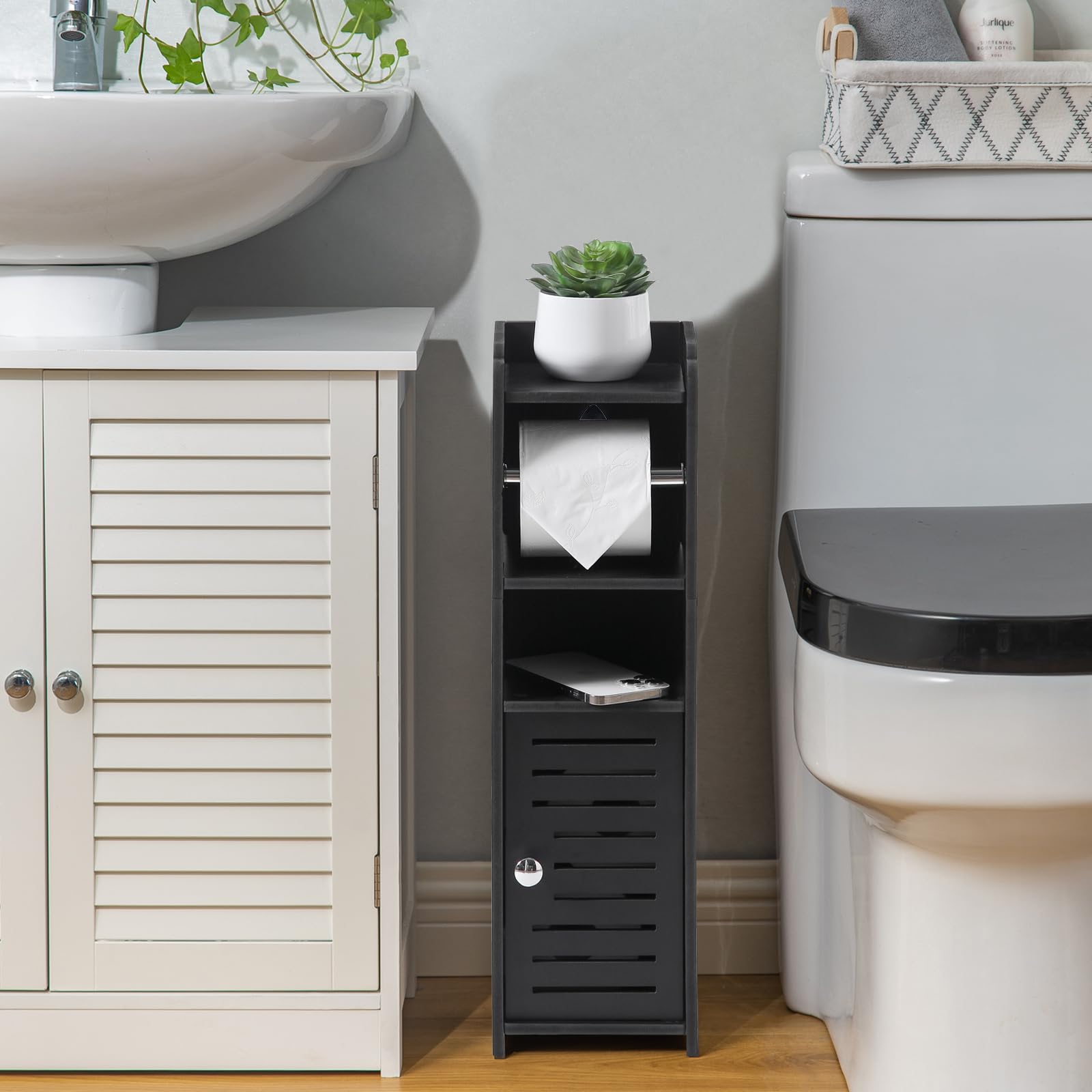 Snapklik.com : AOJEZOR Toilet Paper Holder Stand: Bathroom Storage Cabinet For Small Bathroom