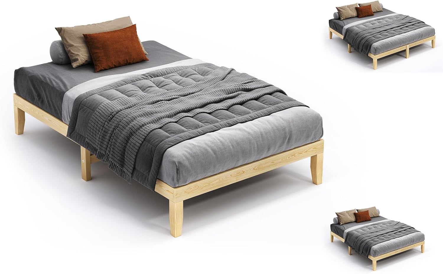 ALFORDSON King Single Bed Frame Wooden Bed Base with Solid Wood Pine ...
