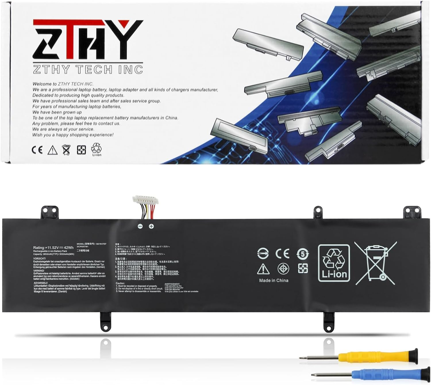 Amazon.com: B31N1707 B31N1707-1 Laptop Battery Replacement for Asus VivoBook S14 S410 S410U ...