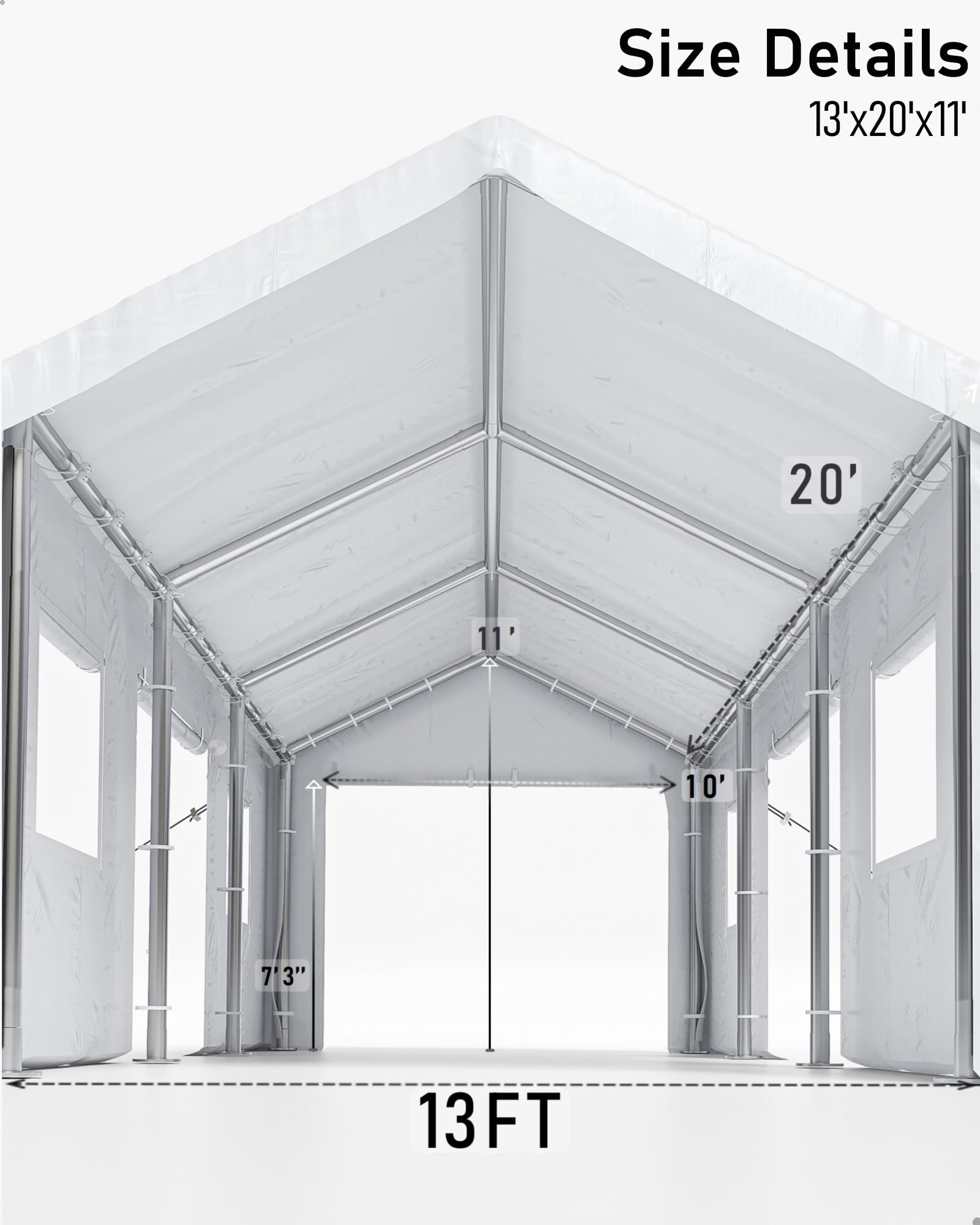 Snapklik.com : DEXSO Carport 13x20 Heavy Duty Portable Garage, 1.0 Mm ...