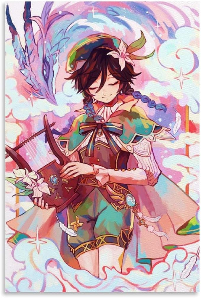 WEILEI Game Poster Genshin Impact Venti Poster Decorative Painting ...