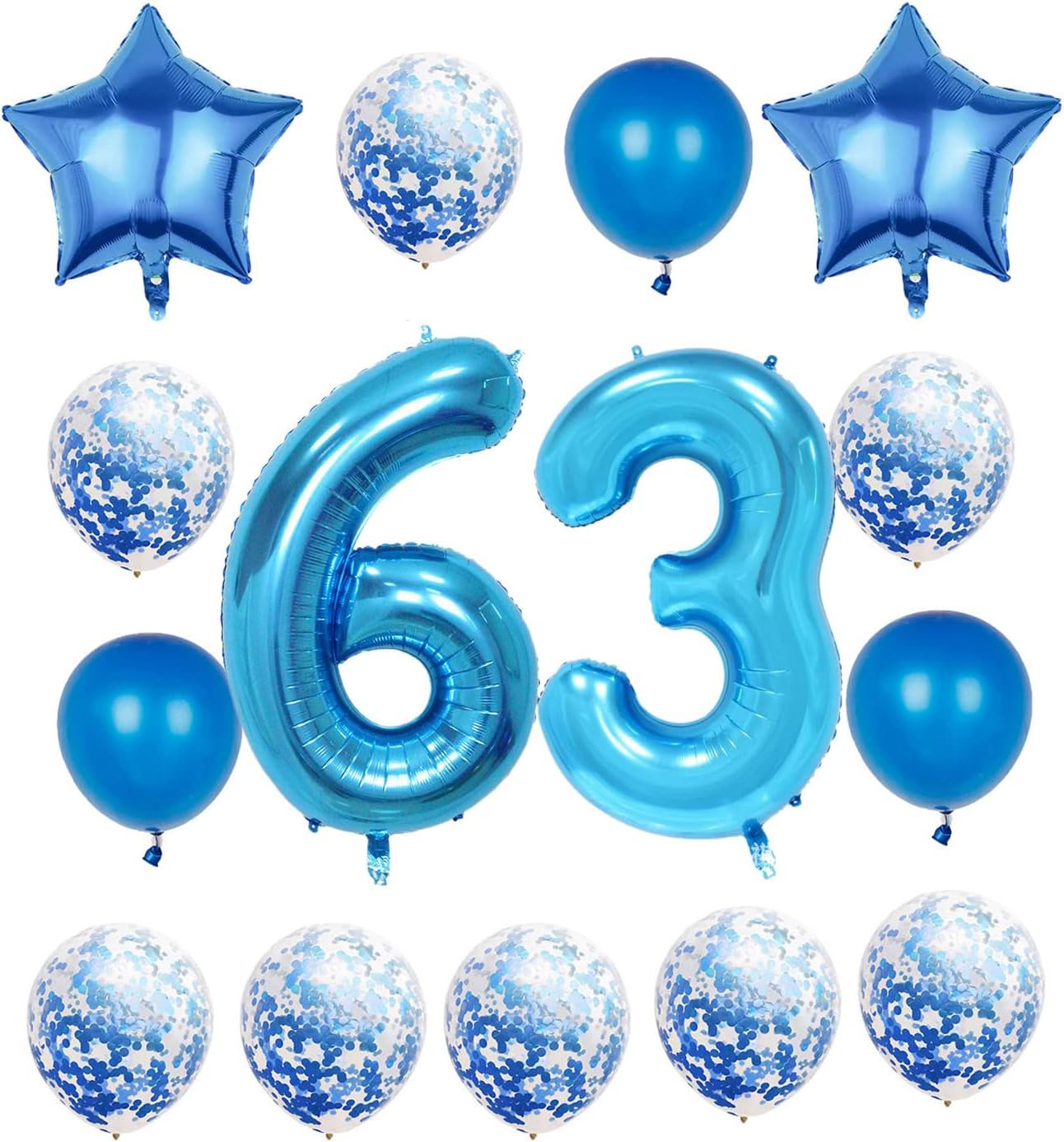 Amazon.com: 63th Birthday Decorations Party Supplies,Blue Number 63 ...