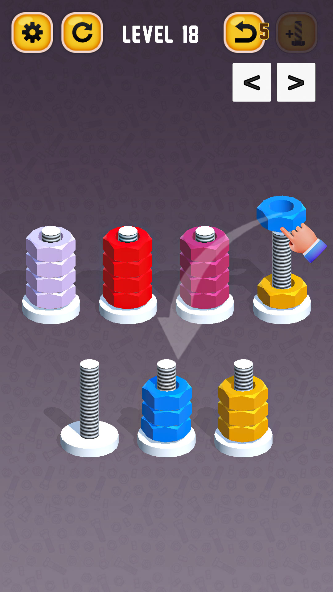 Bolts Color Sorting: Nuts Sort - Nuts & Bolts Puzzle Game 3D Nut and Bolt Sort: Color Sort ...