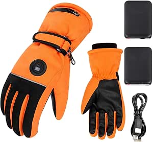 Rechargeable Heated Gloves - Hand Warmer Gloves - Reflective Waterproof ...