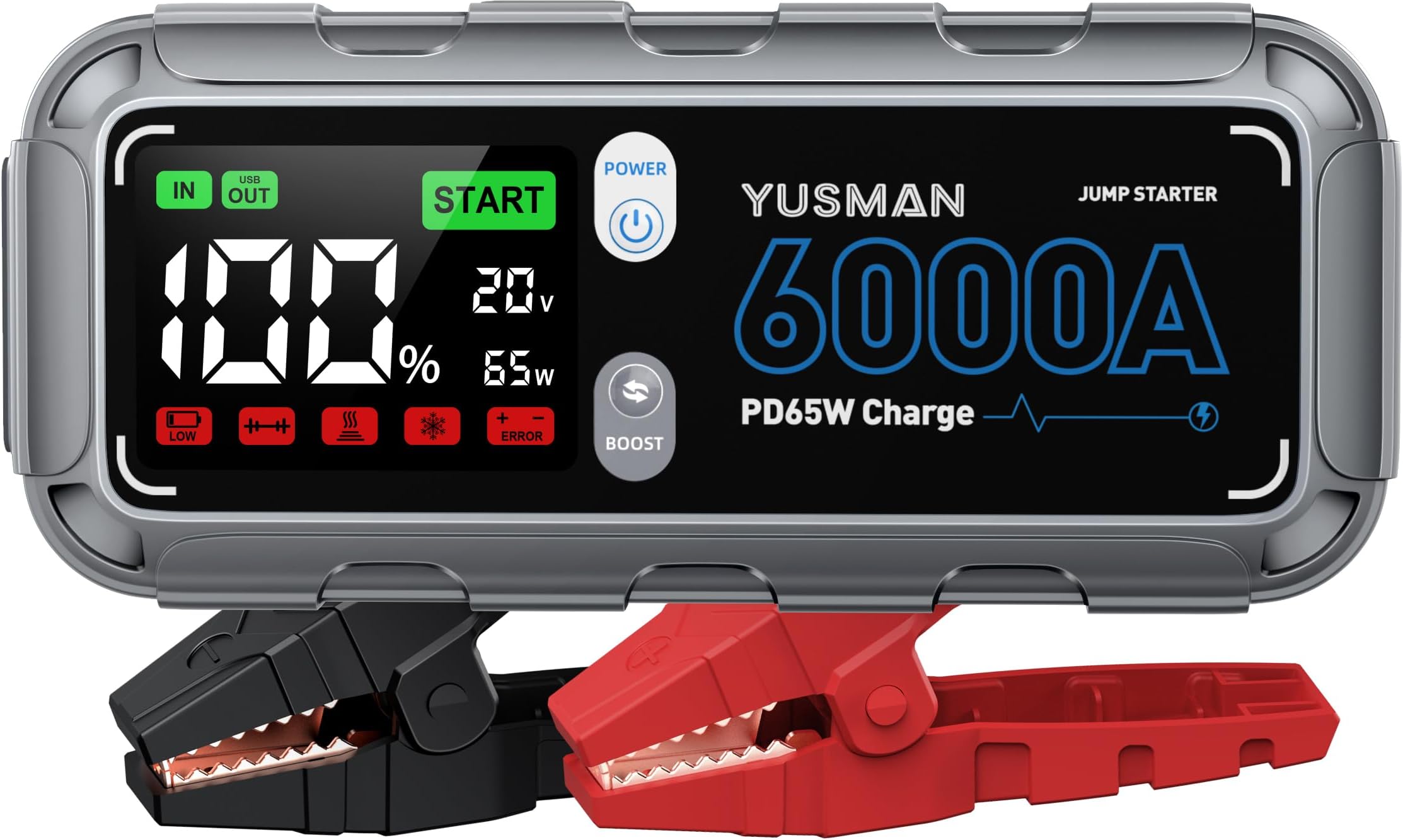 Amazon.com: Car Battery Jump Starter 6000A Jump Box 65W Fast Charging ...