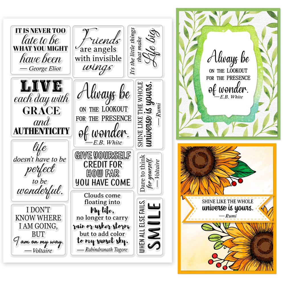 Amazon.com: GLOBLELAND Inspirational Quotes Clear Stamps Blessing Words ...