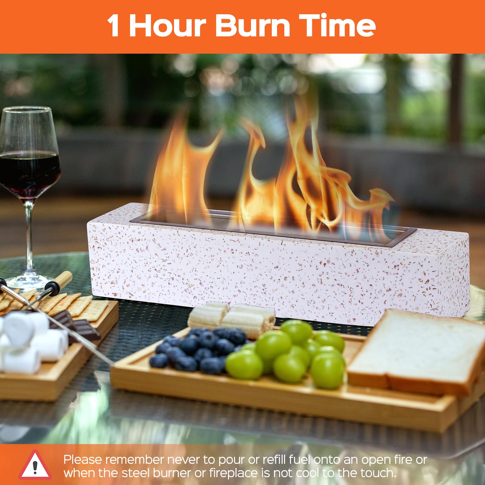 Table Top Firepit, 18" Rectangle Tabletop Fire Pit Indoor Ethanol ...