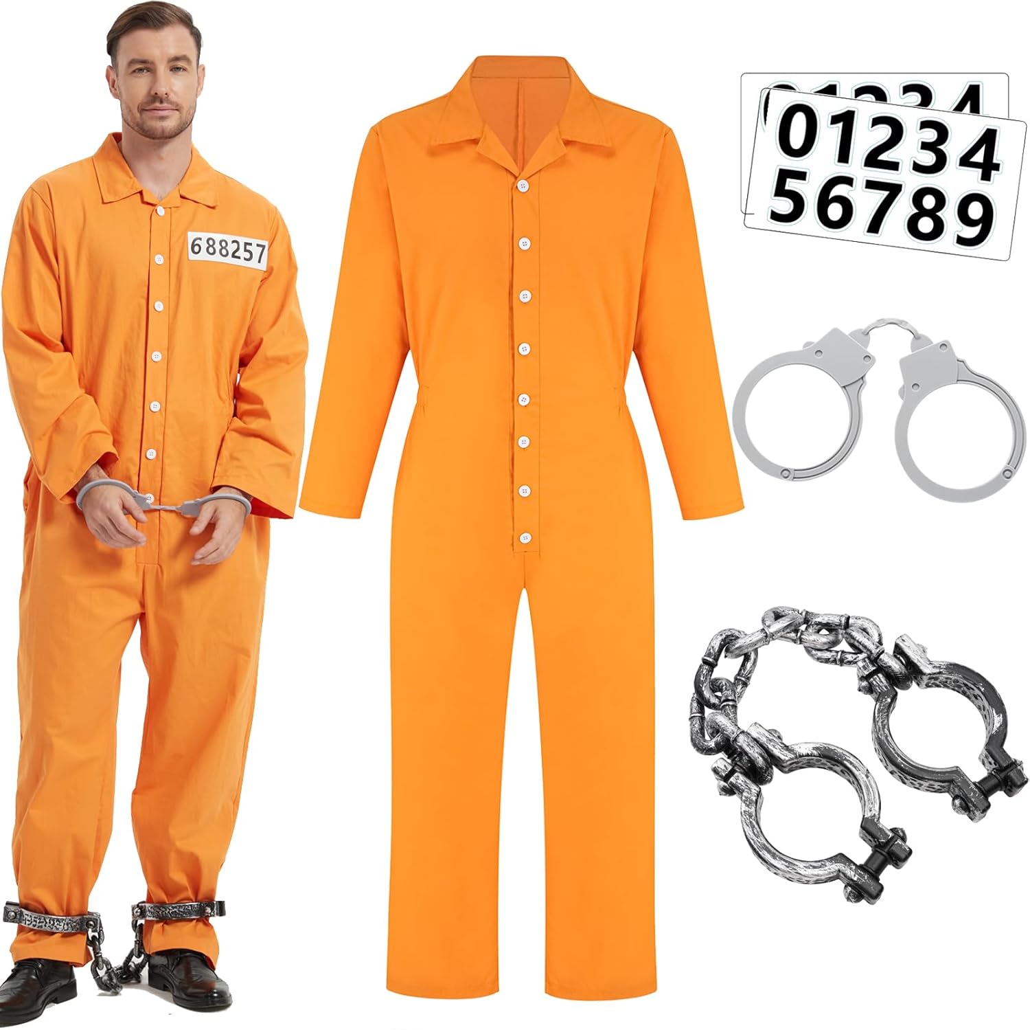 Amazon.com: ZeroShop Halloween Costume for Men Prisoner Jumpsuit Jail ...