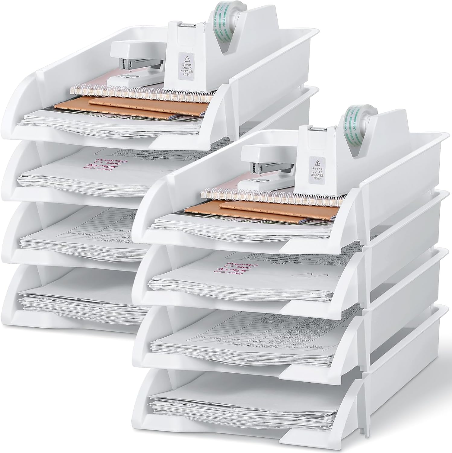 Amazon.com : Fainne 8 Pcs Stackable Paper Trays Organizer for Desk 8 ...