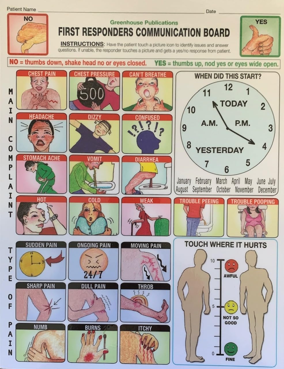 Amazon.com: First Responders Communication Board, Laminated Set of 2 with Pen | Essential ...