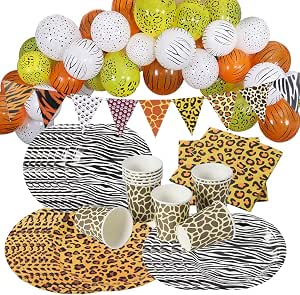 Amazon.com: Cheetah Birthday Decorations Jungle Animal Print Paper ...