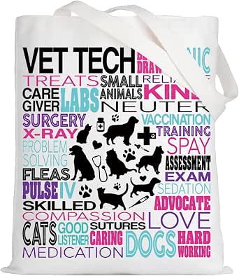Amazon.com: LEVLO Vet Tech Canvas Tote Bag Veterinarian Gift Veterinary ...