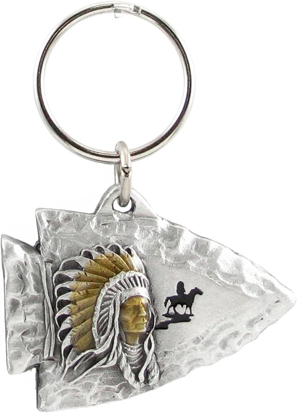 Pewter Key Ring - Indian Chief on Arrowhead at Amazon Men’s Clothing ...