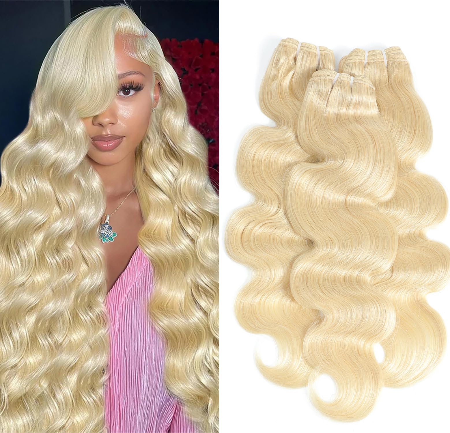 Amazon.com : 613 Bundles Blonde Body Wave Bundles Human Hair 161820 ...