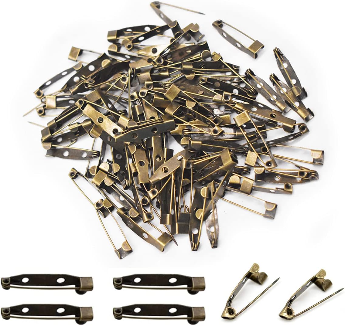 Bar Pins,CHENKEE 200 Pcs 25mm Brooch Pins DIY Craft Safety Pin Back ...