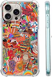 Amazon.com: Nsyosio Retro Hippie Groovy Case for iPhone 16 Pro,Aesthetic Trippy Elements Collage ...