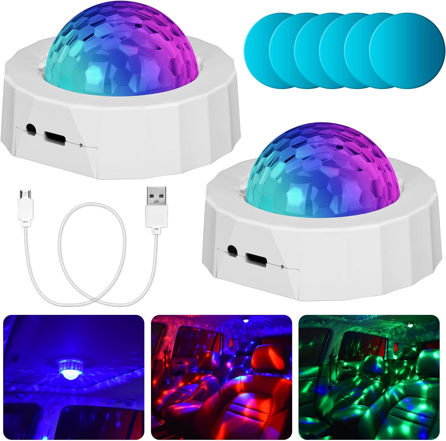 2 Pack Disco Ball Lights for Parties Multi Colors Mini LED Party Lights ...