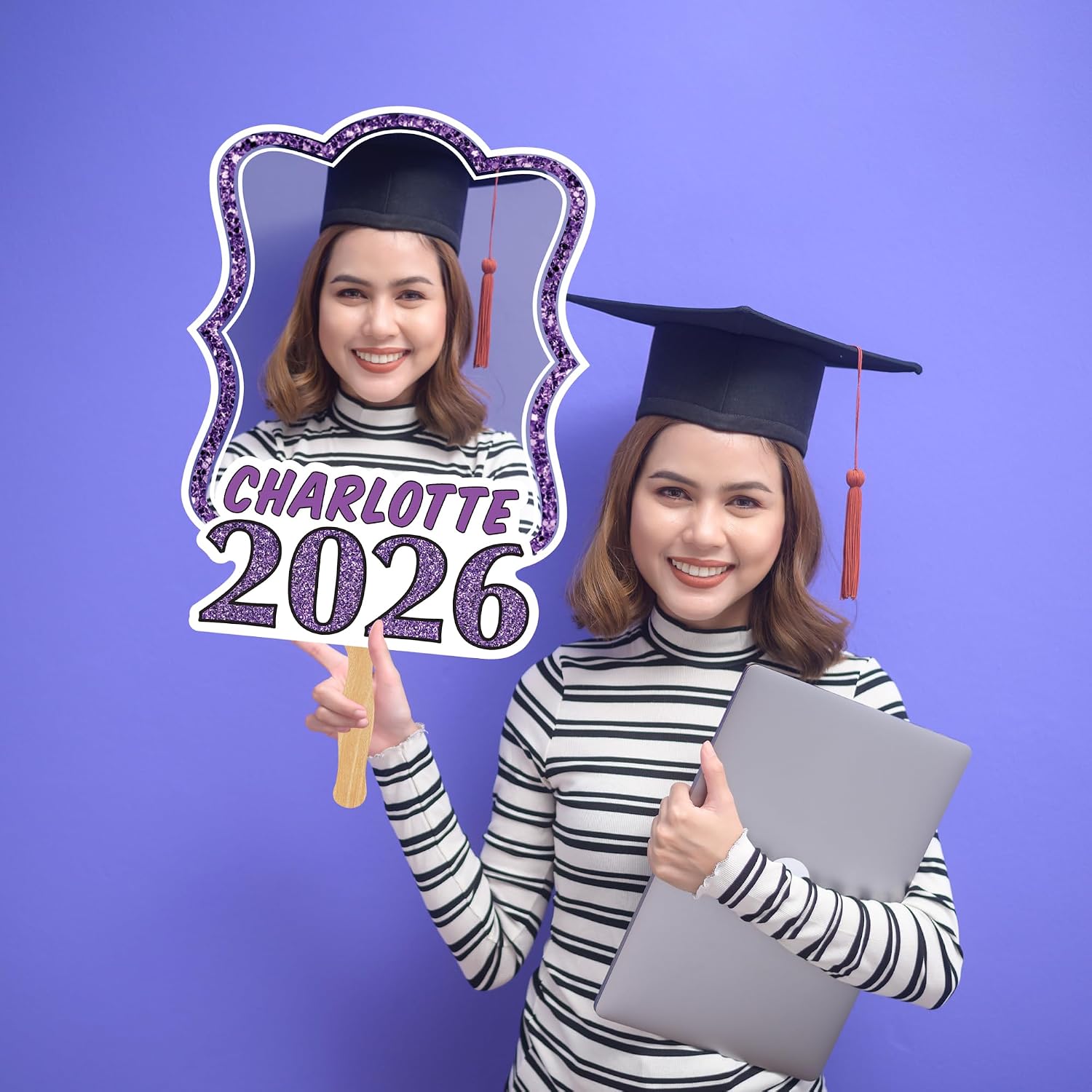 Amazon.com: Custom Face Fans with Wooden Handle, Graduation Head, Grad ...