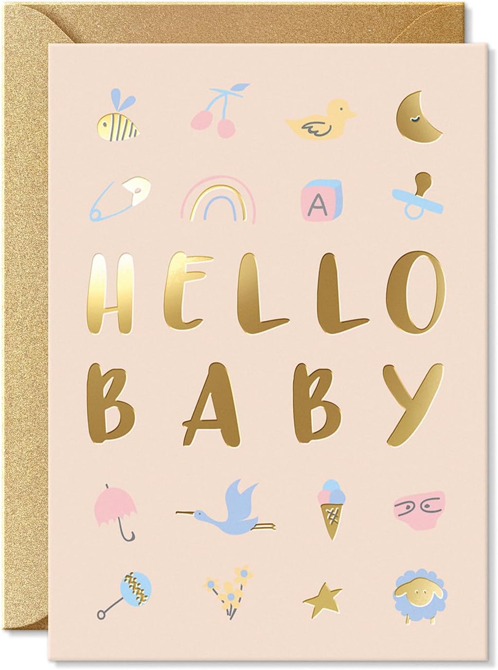 Amazon.com: Sweetzer & Orange Baby Shower Card with Gold Foil – Gender ...