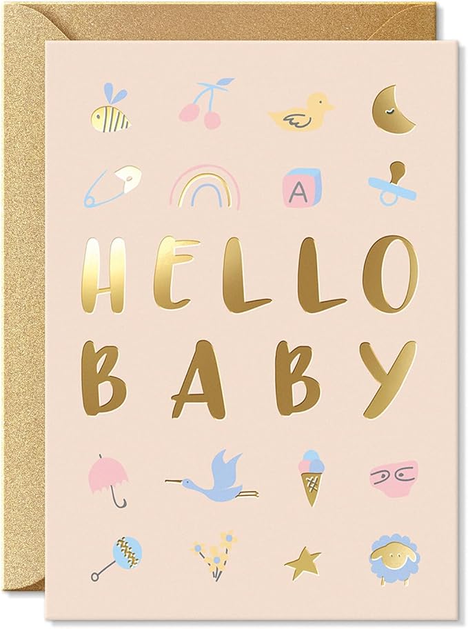 Amazon.com: Sweetzer & Orange Baby Shower Card with Gold Foil – Gender ...
