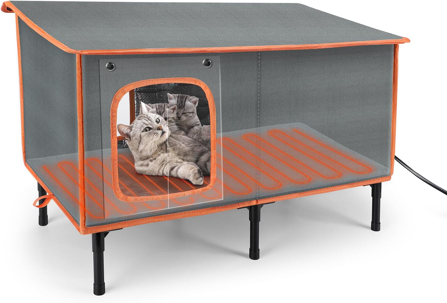Amazon.com : Elevated Heated Cat House for Outside Cats Extra Large ...
