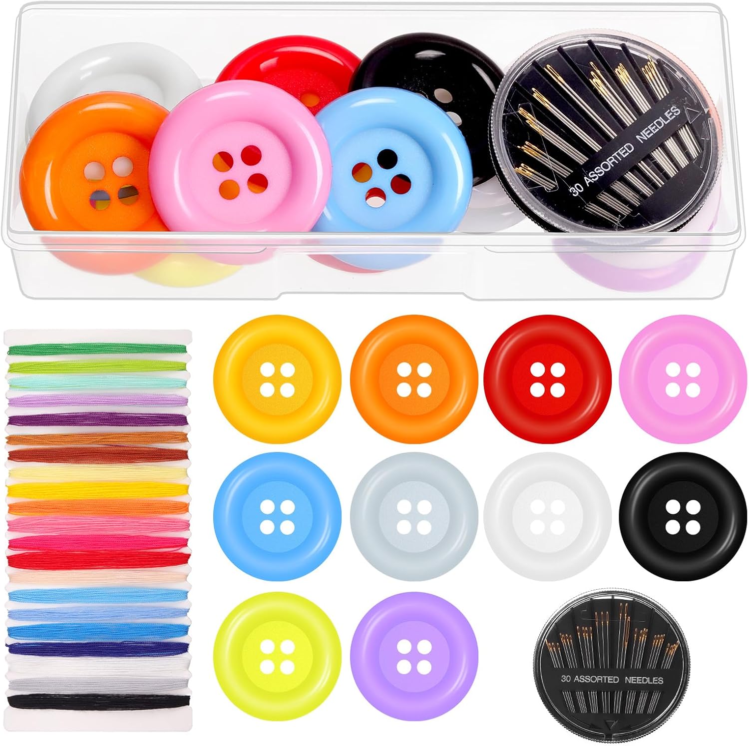 Amazon.com: Glarks 71pcs 48mm(1-7/8in) 4 Hole Large Round Button, 10 ...