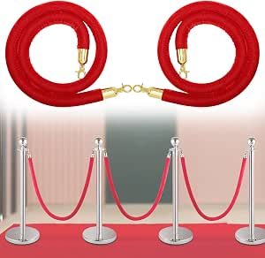 Amazon.com: NUNETH Red Velvet Stanchion Rope 6ft 7ft 8ft, Crowd Control ...