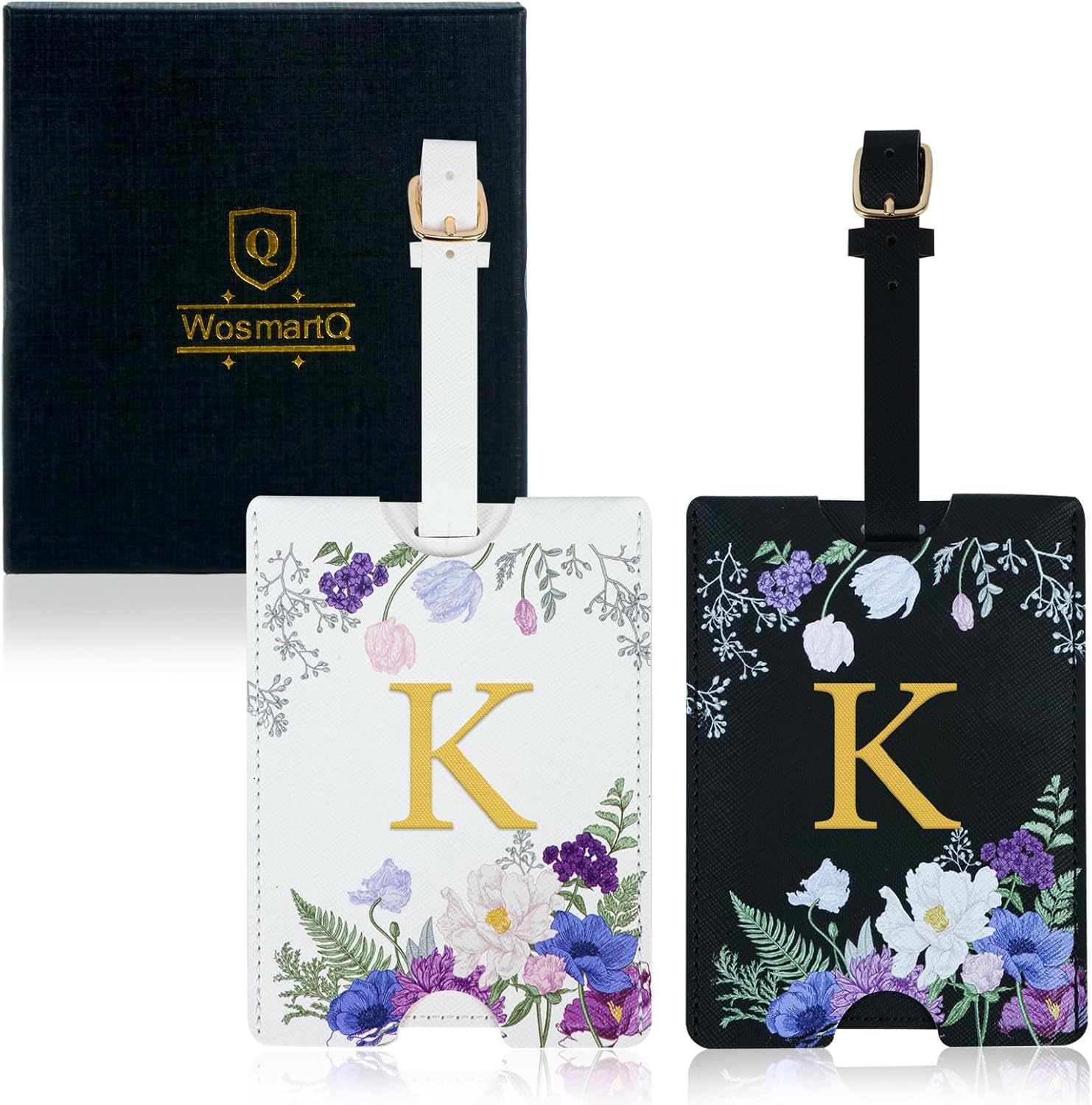 Amazon.com | 2 Pack PU Leahter Luggage Tags with PU Leather Straps, Fun ...