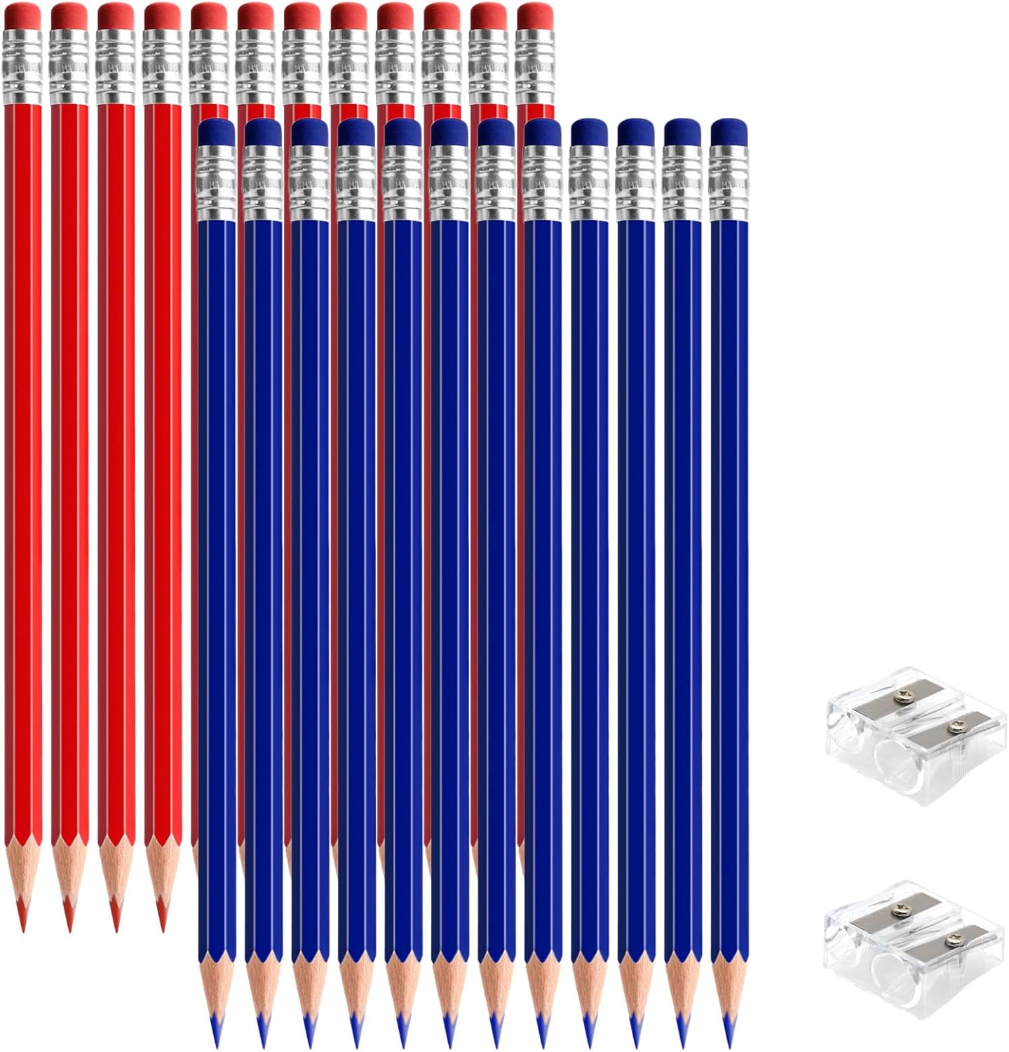 Amazon.com : sqzrmdcg 24 PCS Red and Dark Blue Pencils with Eraser, Pre ...