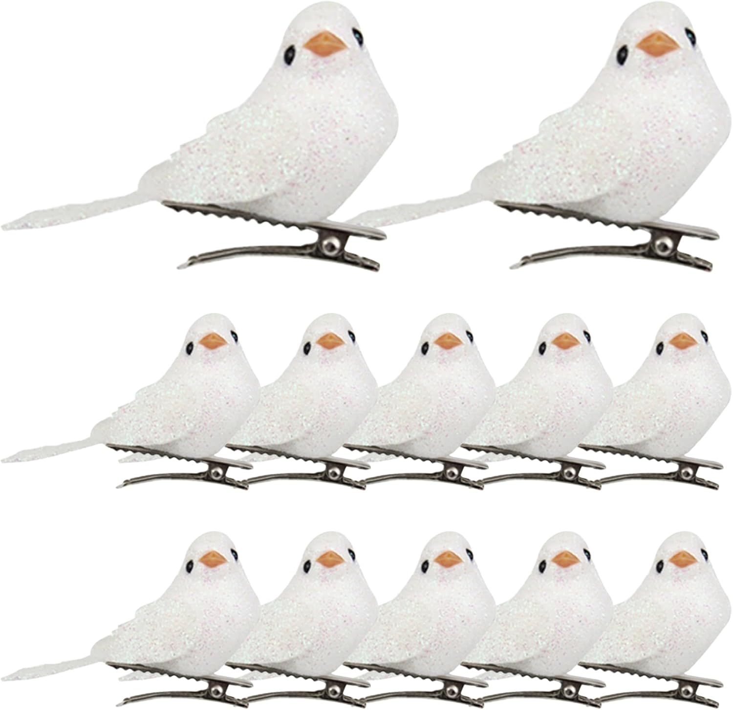 Amazon.com: Glitter Artificial Foam Birds, 12pcs 2inch Small Christmas ...