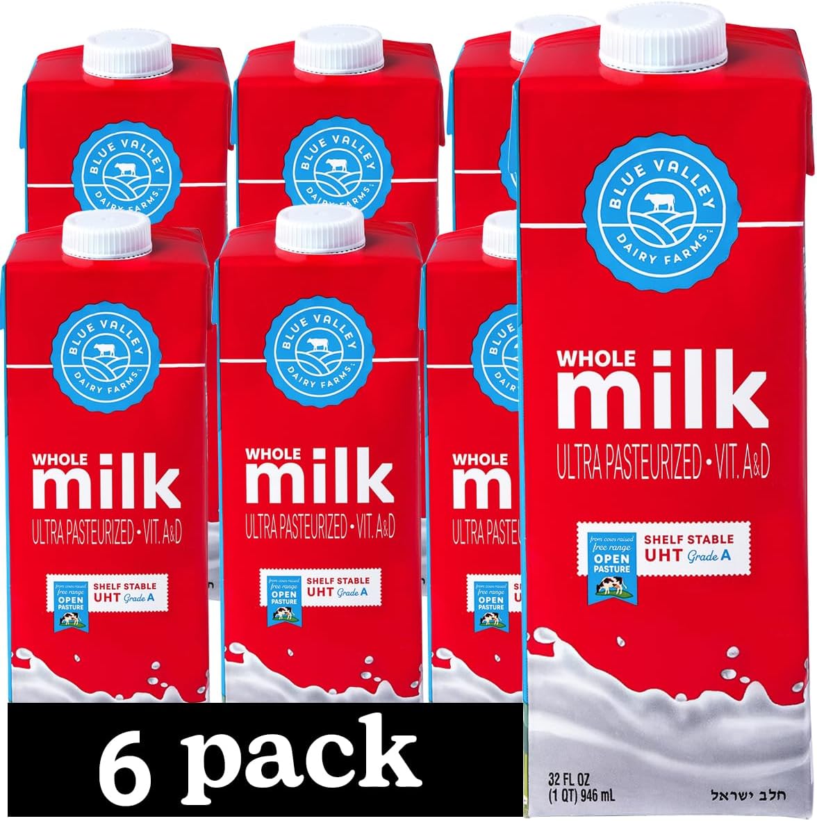 Amazon.com: Blue Valley Shelf Stable Whole Milk Boxes with Vitamin D ...