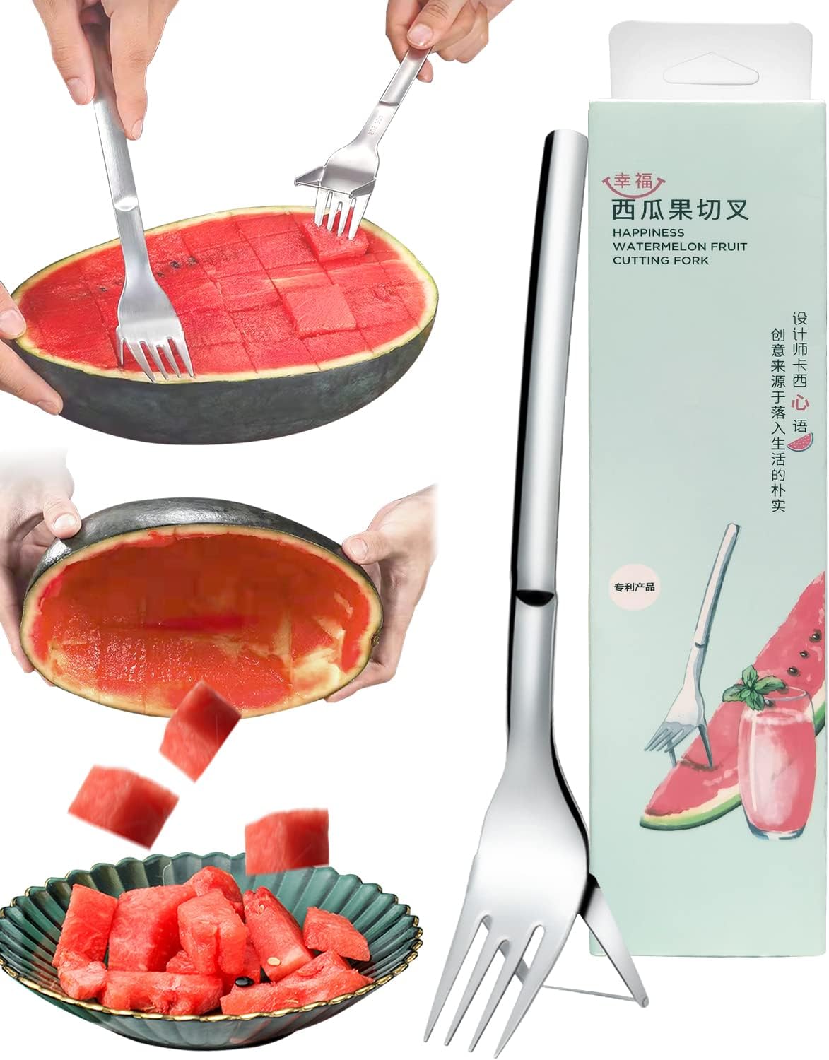Amazon.com: 2pcs Watermelon Slicer Fork, Stainless Steel Watermelon ...