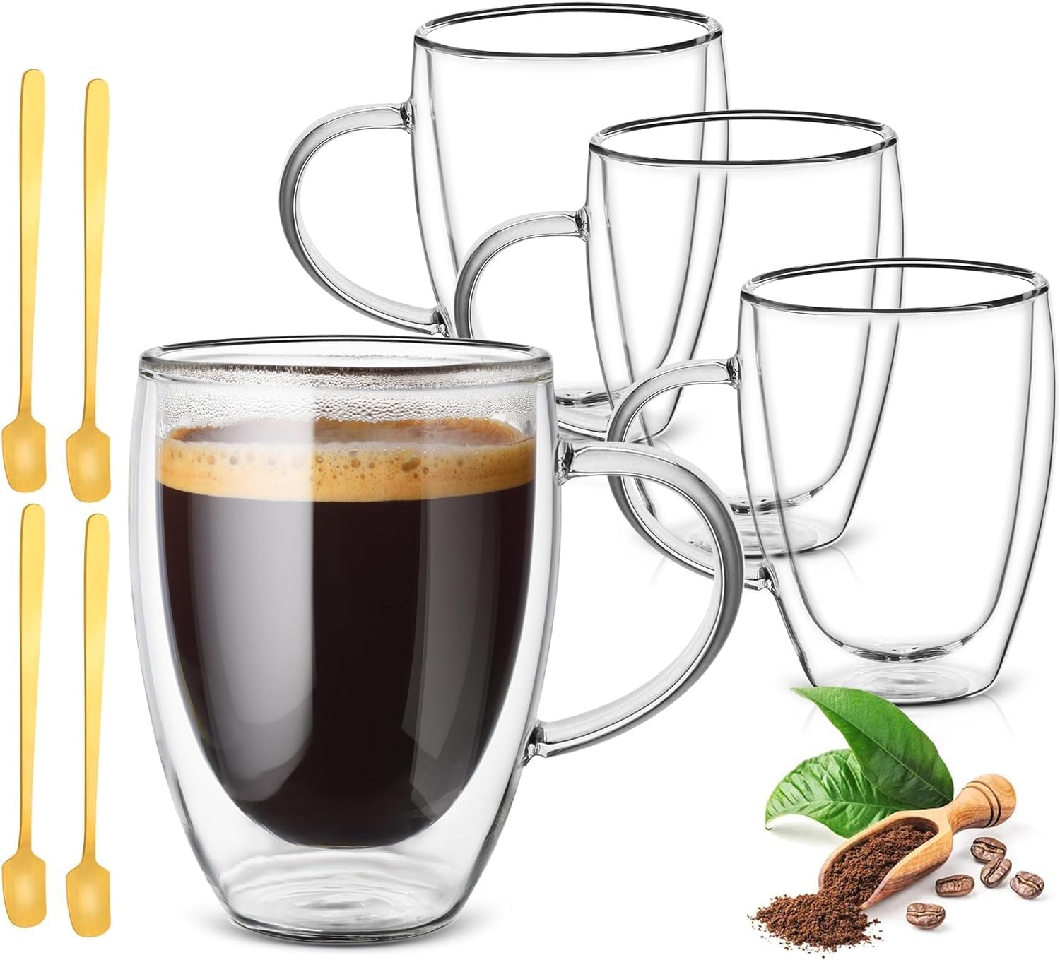 Tazas de Café de Vidrio Doble Aisladas - Juego de 6 Tazas de Café de ...