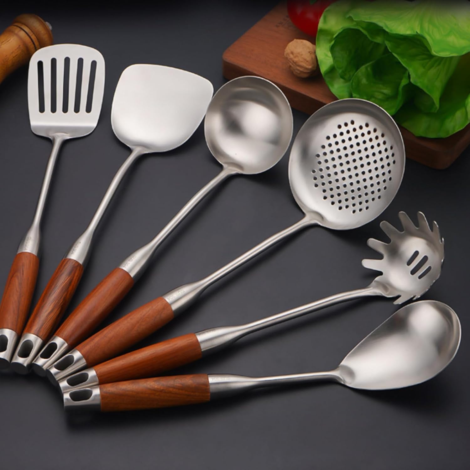 Amazon.com: Pot spatula, rosewood handle, stir-fry spatula, frying ...