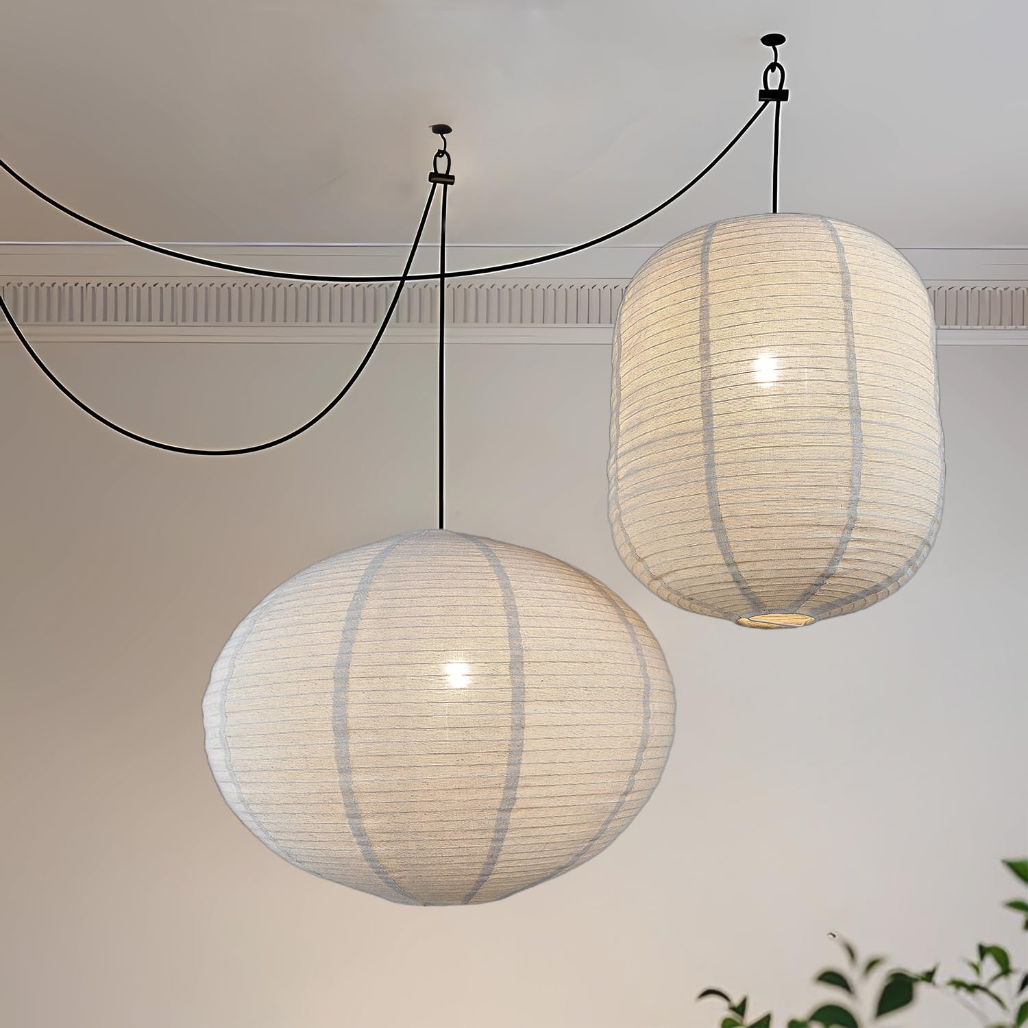 2PCS hanging lamp shade Oval Cylinder Linen Pendant Light Shade 20+13 ...