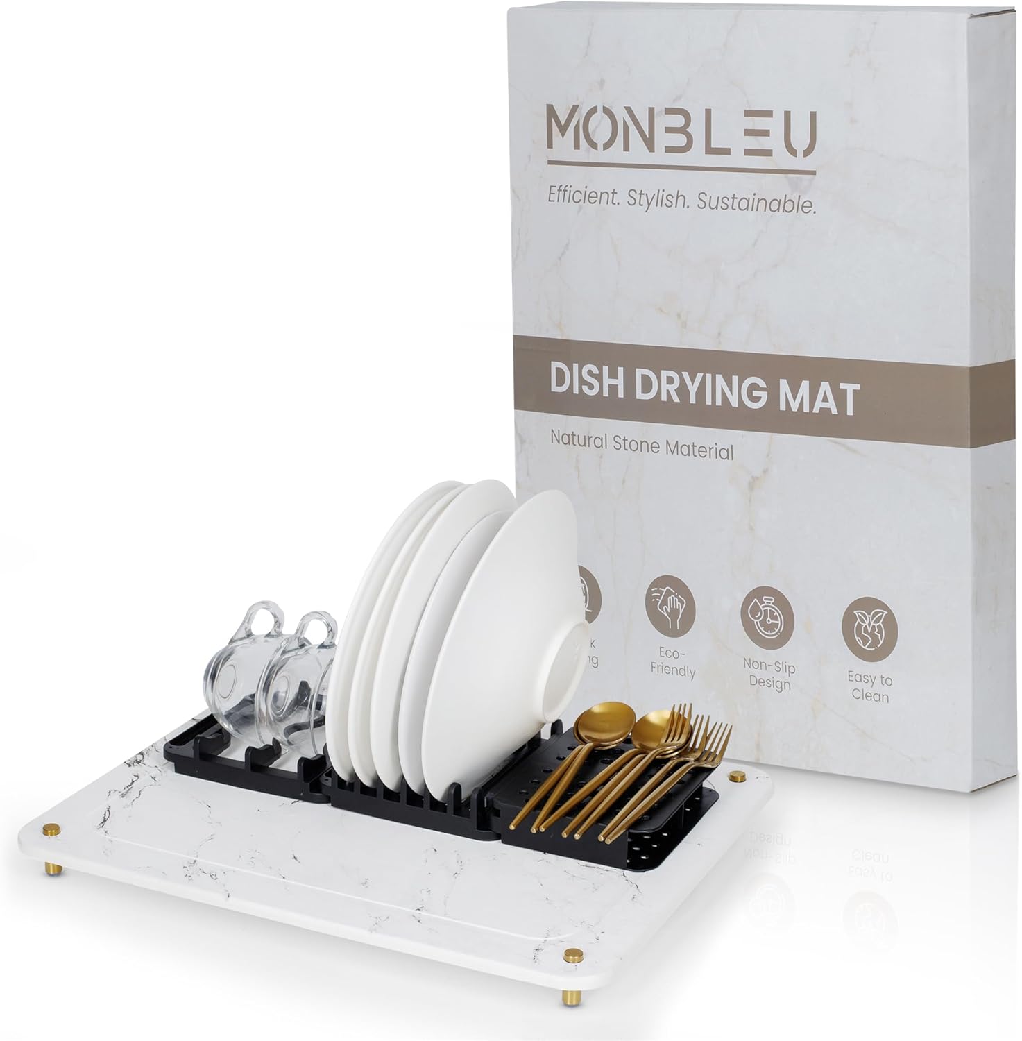 Amazon.com: Monbleu Stone Drying Mat for Kitchen Counter|Quick-Dry ...