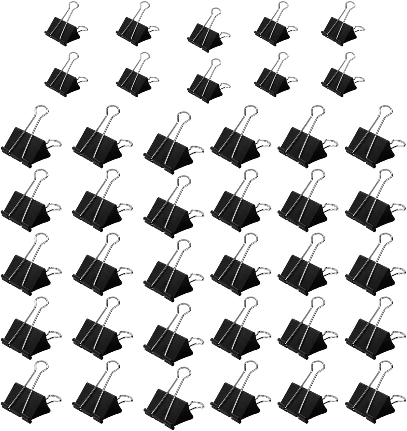 40pcs Binder Folders, Folding Folders 2 Sizes 25mm19mm, Black Metal ...