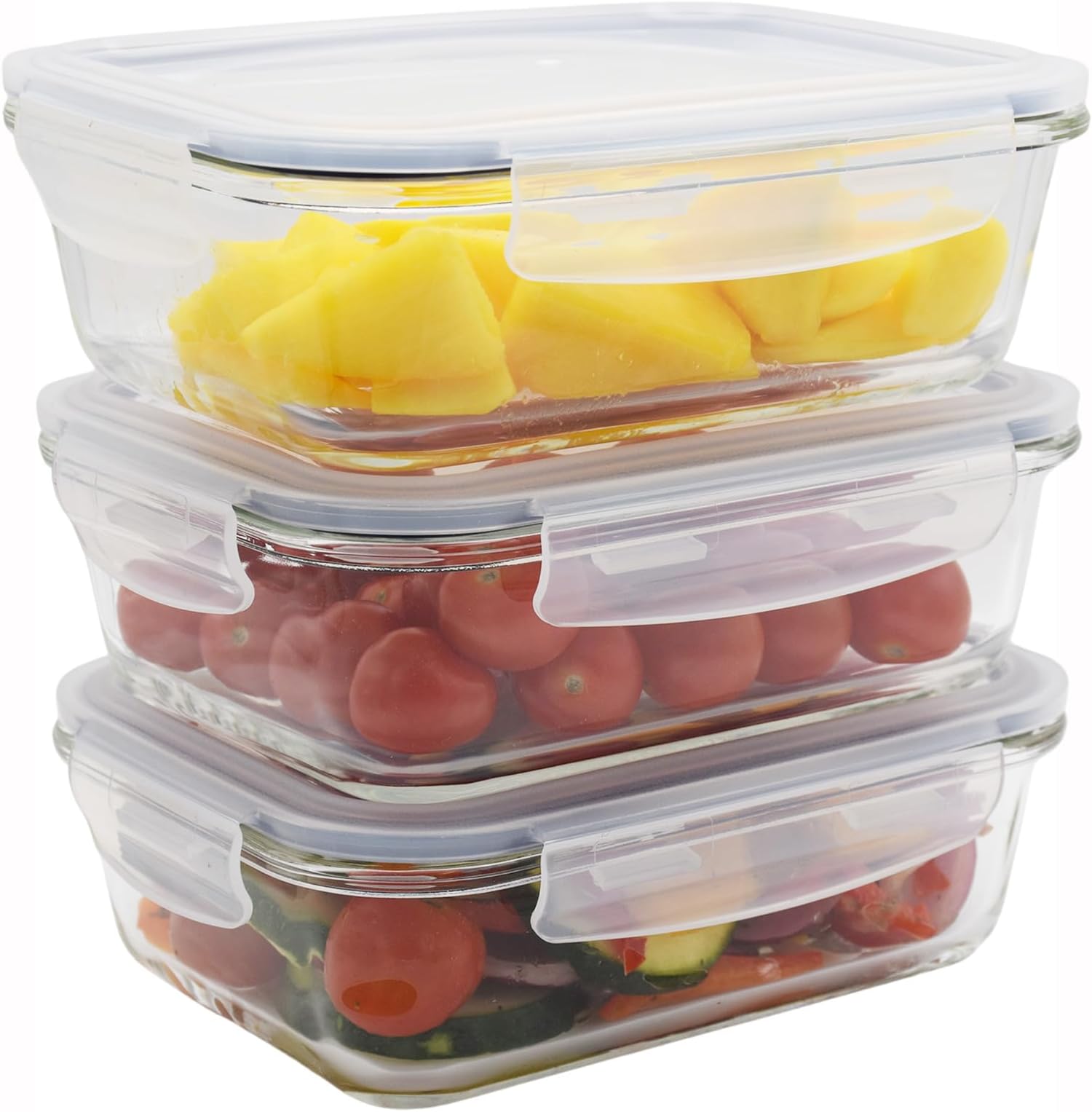 Curver Glass Airtight Food Storage Container - 3.3L Capacity with Clip ...