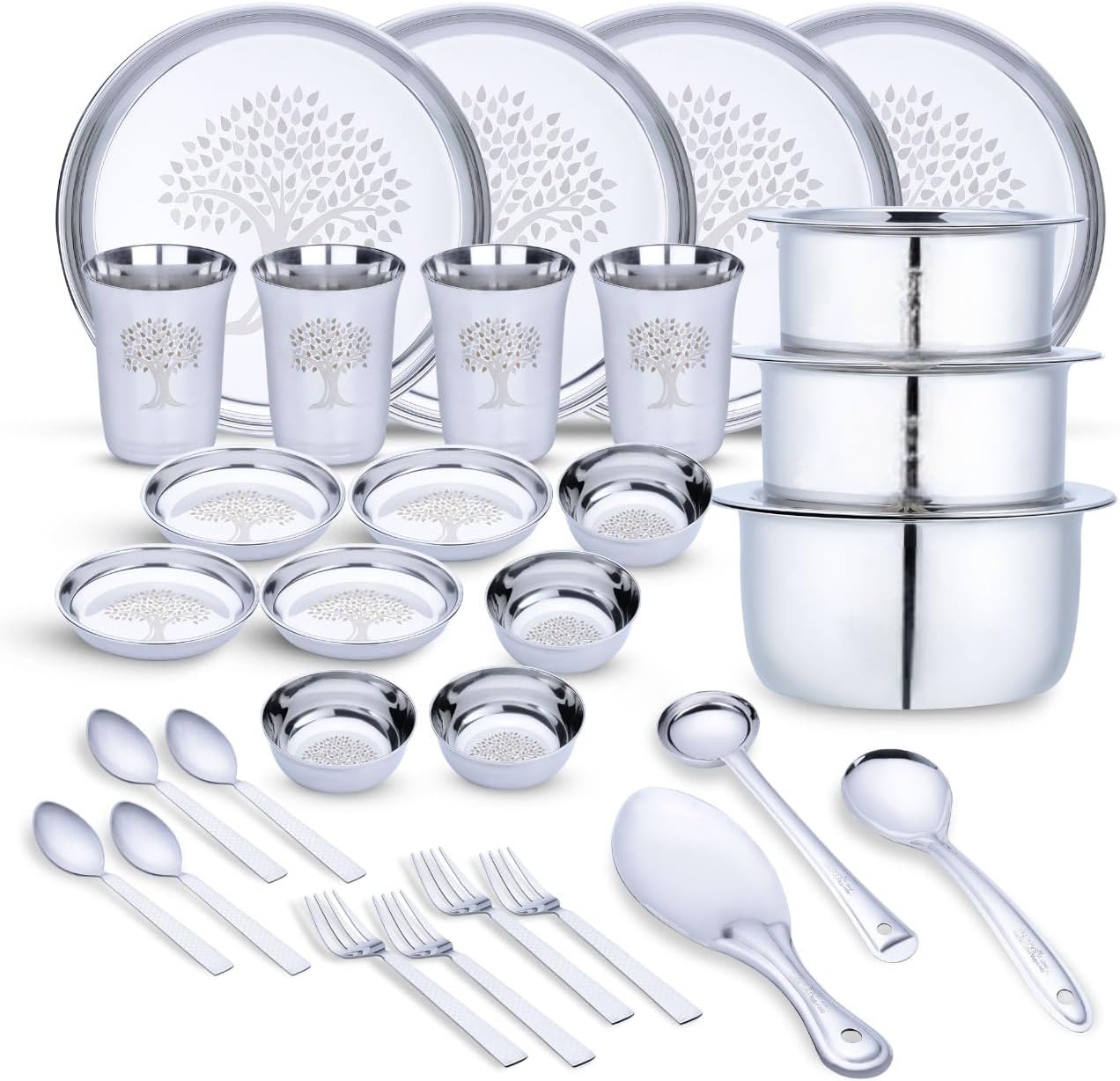 Shri & Sam Stainless Steel Shagun Dinner Set | 50 Pcs Set | Serves 6 ...