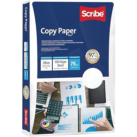 Scribe Copy Paper Plus Papel Bond Blanco Oficio Paquete de 500 Hojas 75g Blancura 97%. Máxima ...
