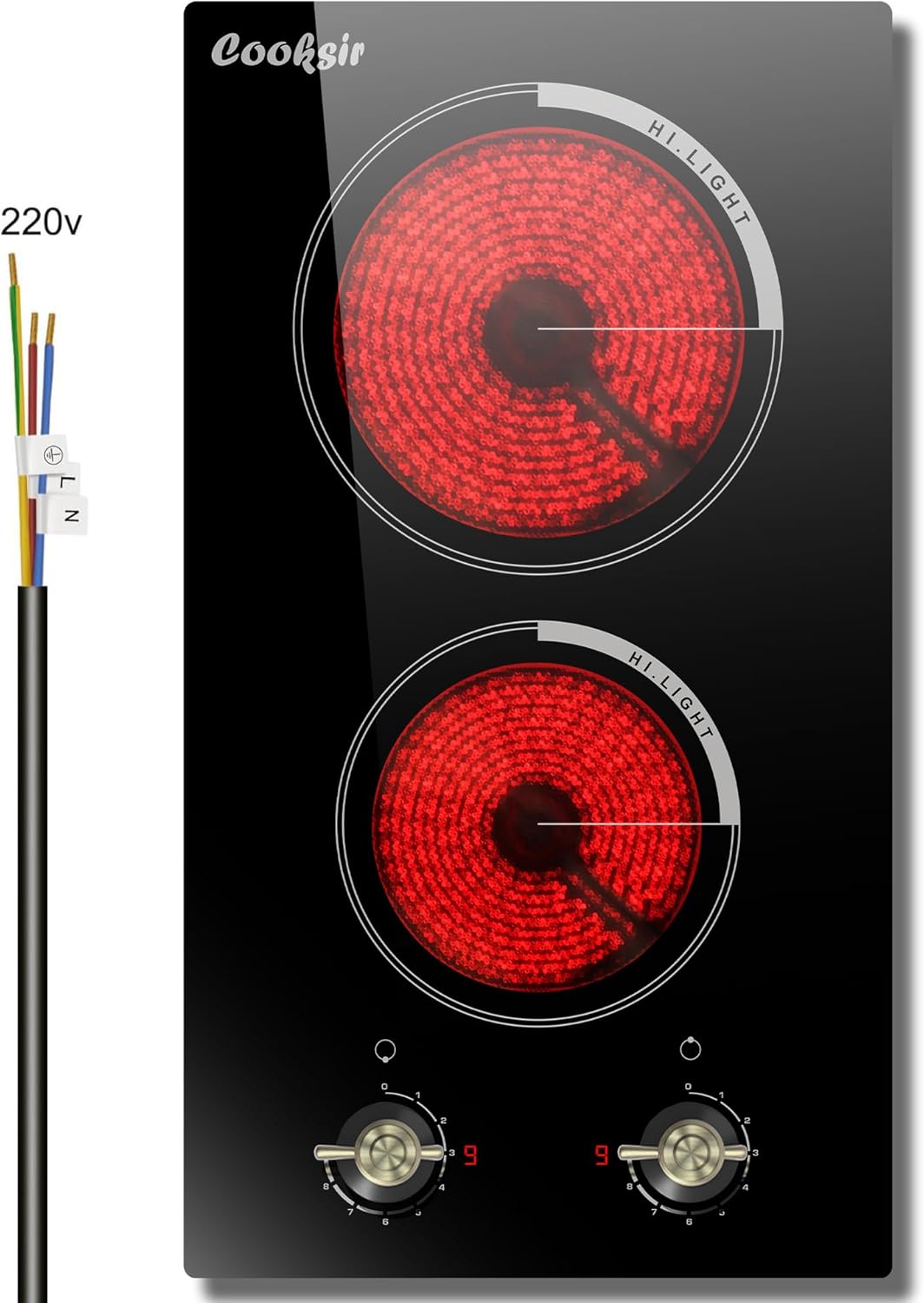 Amazon.com: Cooksir 2 Burner Electric Cooktop 220V - Built-in 12 Inch ...