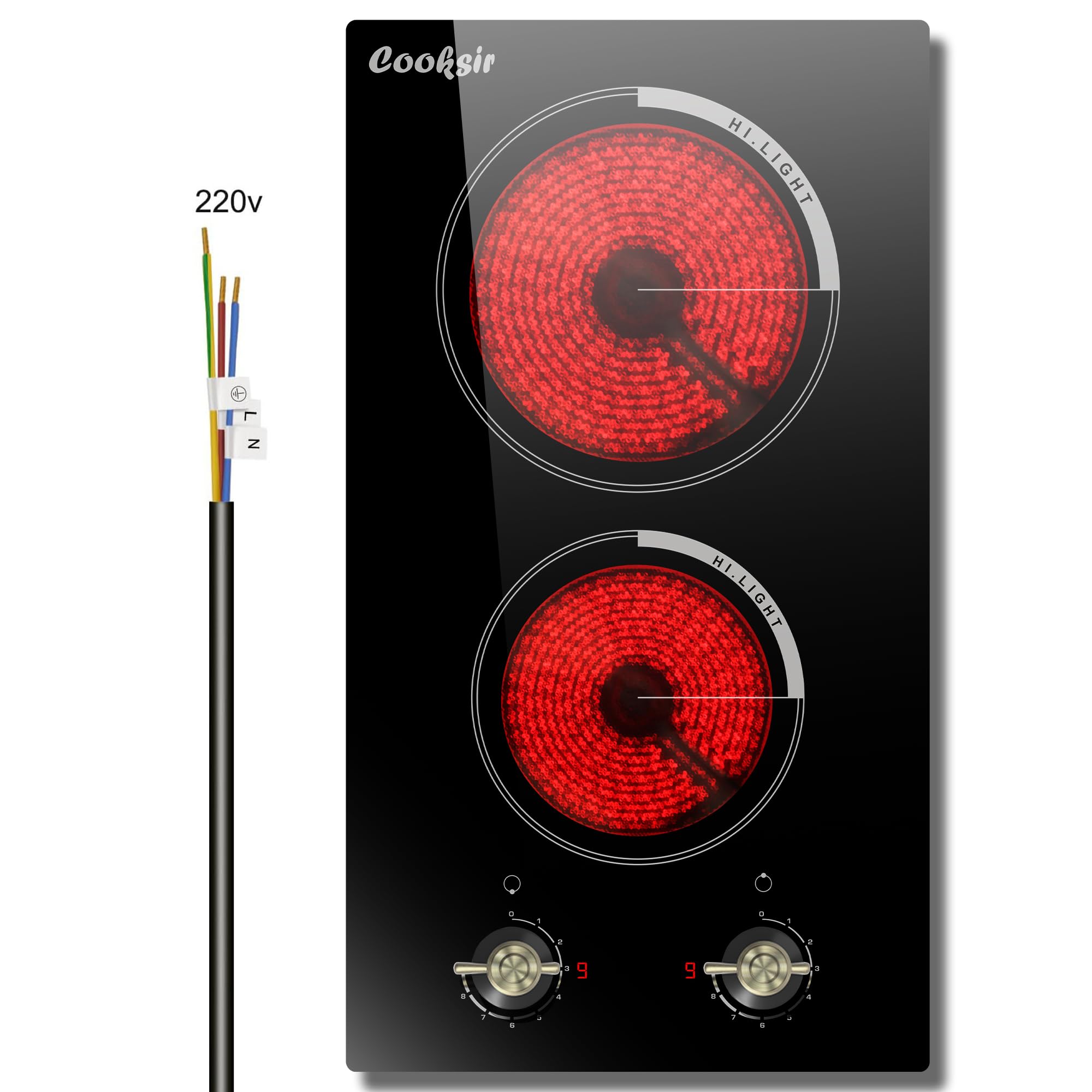 Snapklik.com : Cooksir 2 Burner Electric Cooktop 220V - Built-in 12 ...