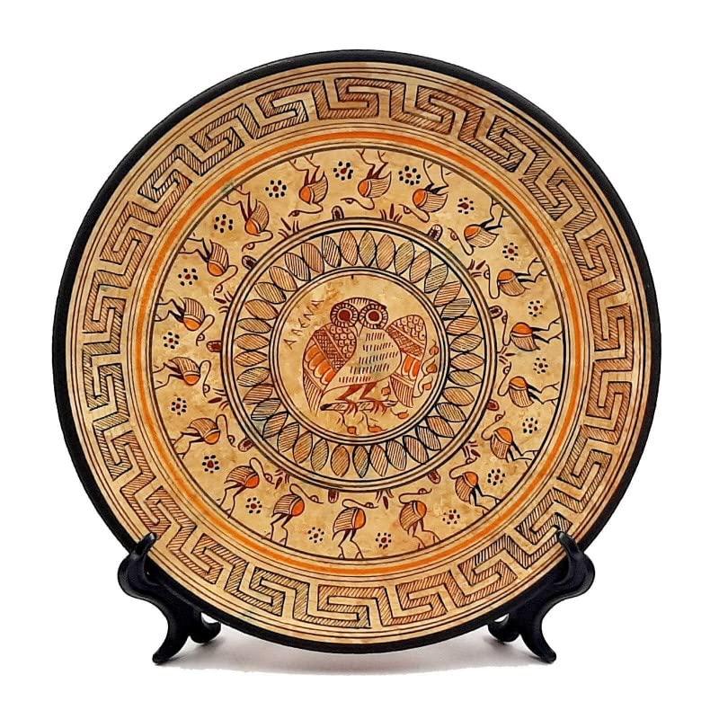Amazon.com: Ancient Greek Plate 24cm, Geometric Greek Pottery,Owl in ...