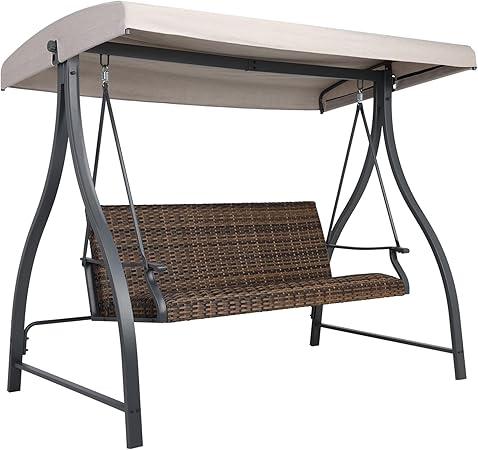 Amazon.com : BPS 3 Seat Outdoor Porch Swing with Adjustable Canopy, PE ...