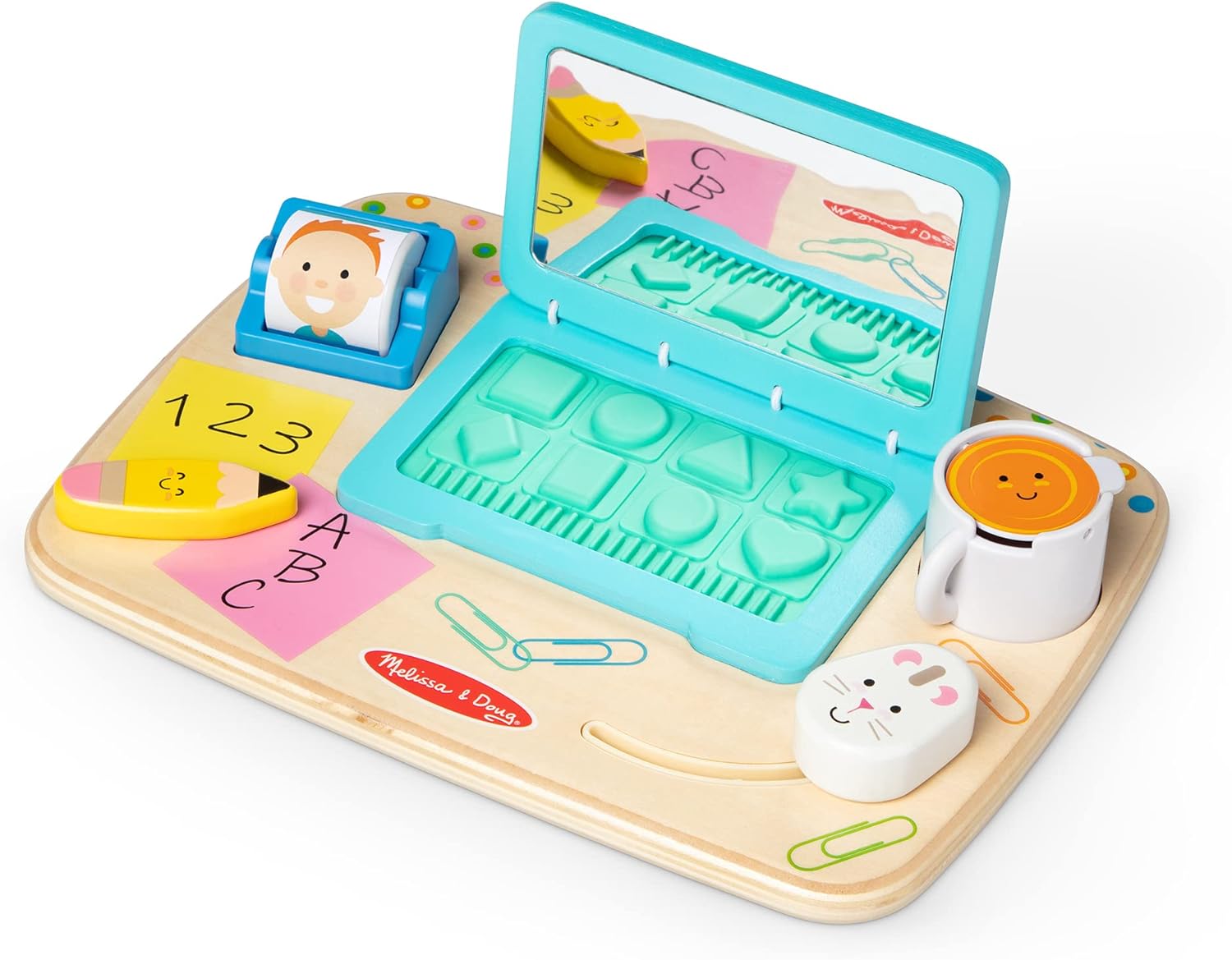 Amazon.com: Melissa & Doug Wooden Work & Play Desktop Activity Board ...