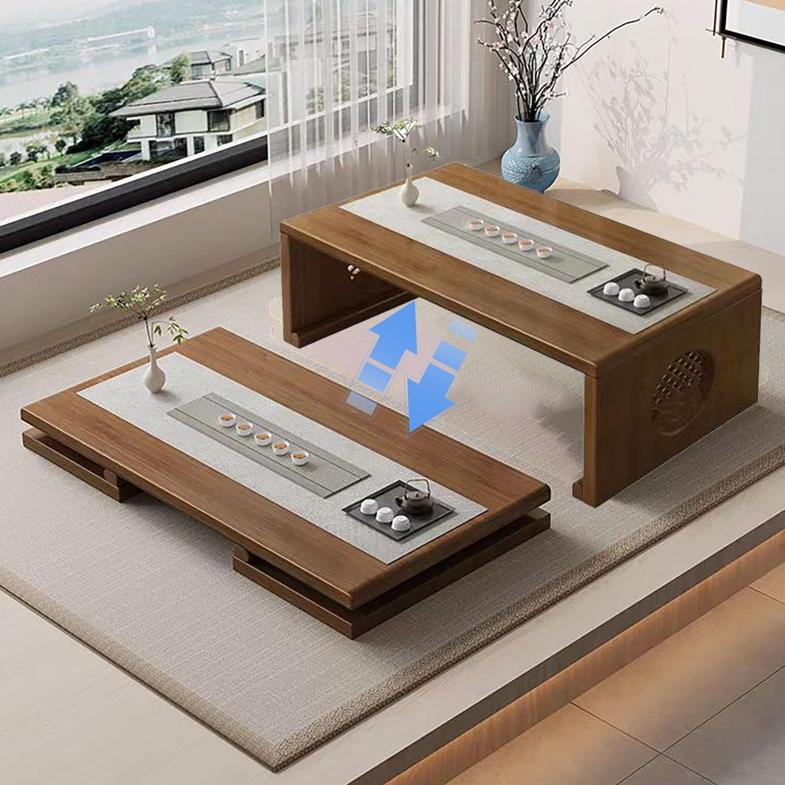 Amazon.com: Excelife 86150 Multi Folding Wooden Korean Tea Table M Size ...