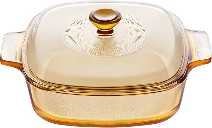 Amazon.com: Visions Pyroceram Reverse Square Casserole with Glass Cover ...
