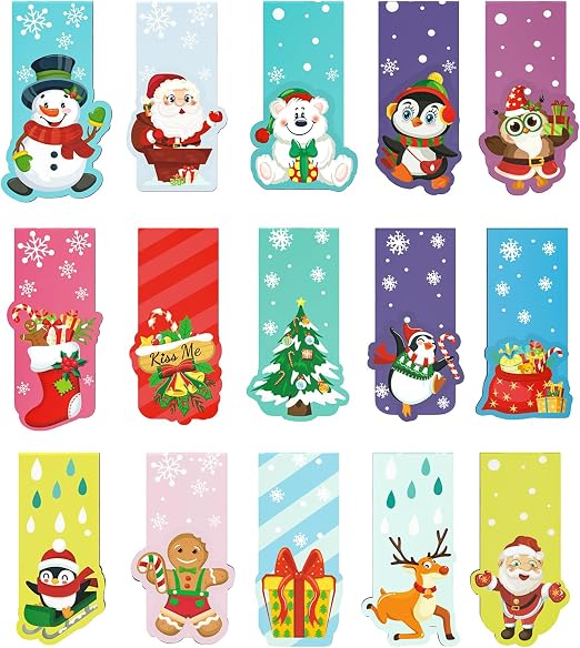 JSRQT 30 Pack Christmas Bookmarks Magnetic Bookmark Christmas Magnetic ...