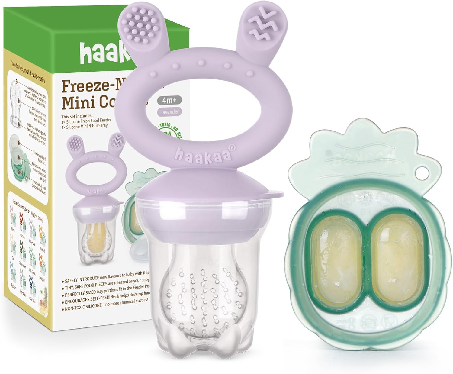 Haakaa Baby Fruit Food Feeder & Mini Freezer Nibble Tray Combo ...