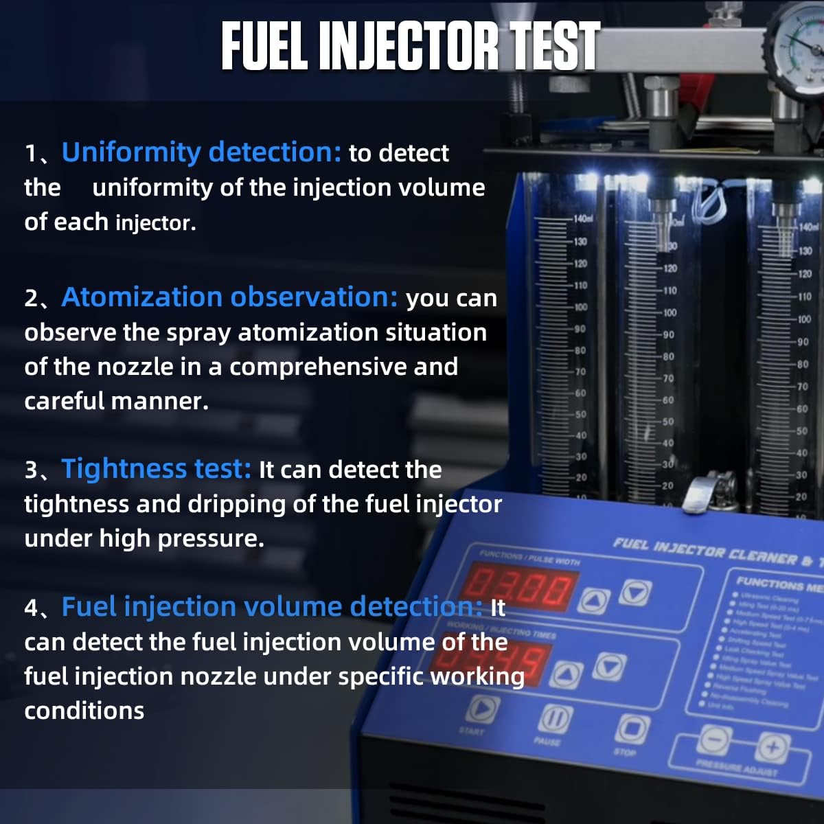 Fuel Injector Cleaner Machine 4-Cylinder Ultrasonic Fuel Injector ...